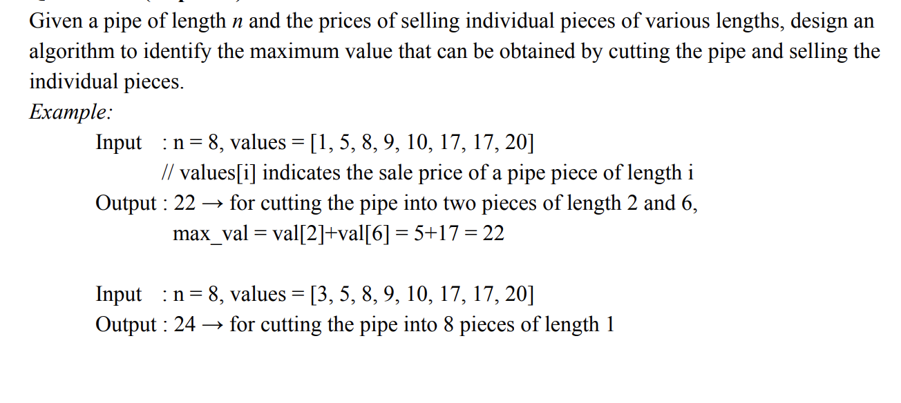 Solved For the following problems, design an algorithm to | Chegg.com