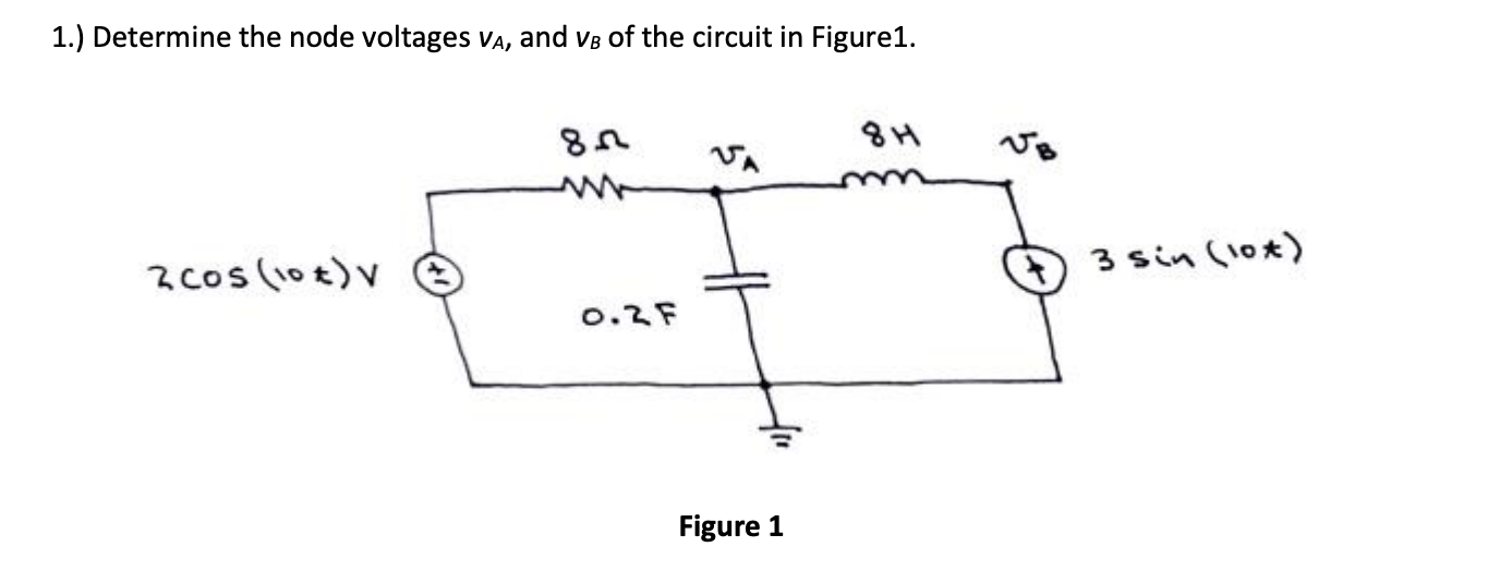 Solved 1.) Determine the node voltages vA, and vB of the | Chegg.com