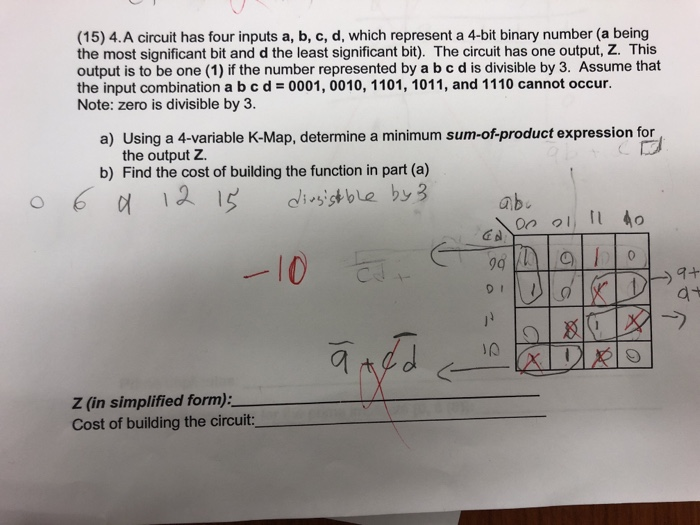Solved 15 4a Circuit Has Four Inputs A B C D Which 0056