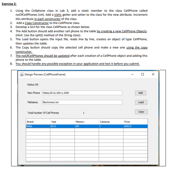 Solved Exercise 2: 1. Using the Cellphone class in Lab 3, | Chegg.com