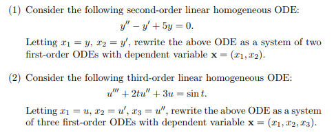 Solved (1) Consider the following second-order linear | Chegg.com