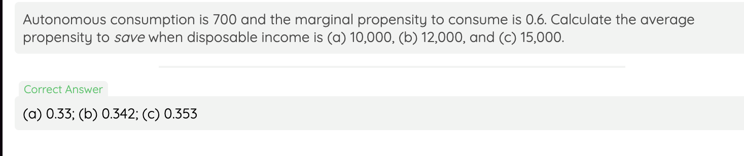 Solved Autonomous consumption is 700 and the marginal | Chegg.com