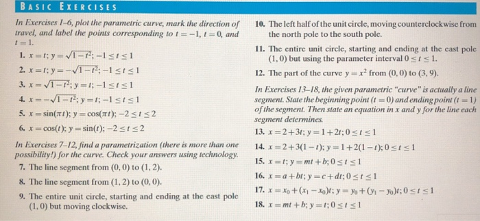 Solved BASIC EXERCISES In Exercises 1-6, plot the parametric | Chegg.com