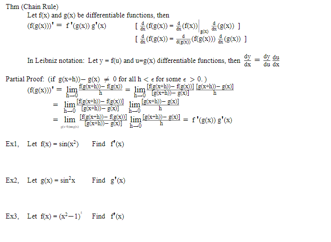 Solved Thm (Chain Rule) Let f(x) and g(x) be differentiable | Chegg.com
