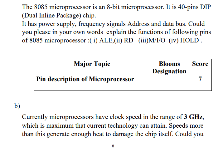 Solved The 8085 microprocessor is an 8 -bit microprocessor. | Chegg.com