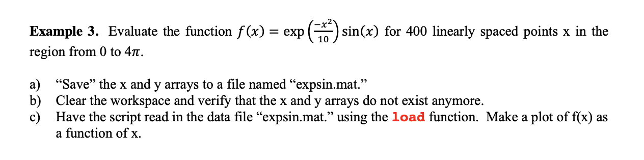 Solved * sin(x) for 400 linearly spaced points x in the | Chegg.com