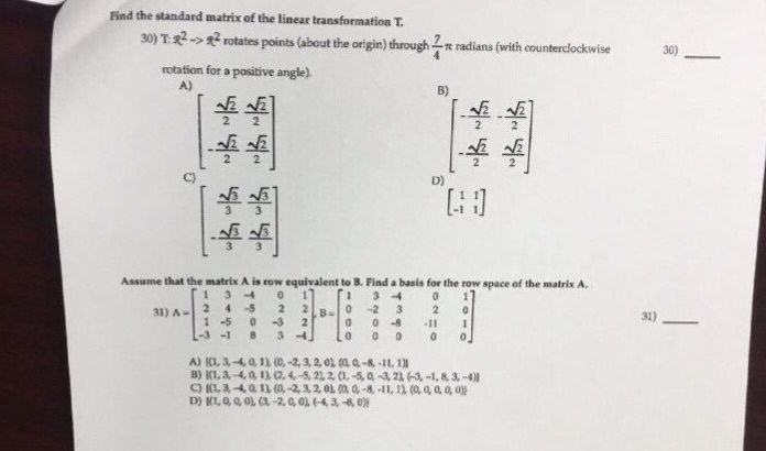 Solved Find the standard matrix of the linear transformation | Chegg.com