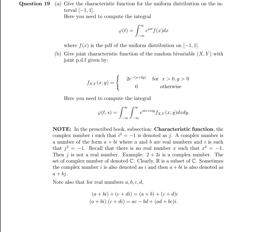 Solved (a) Give the characteristic function for the uniform | Chegg.com