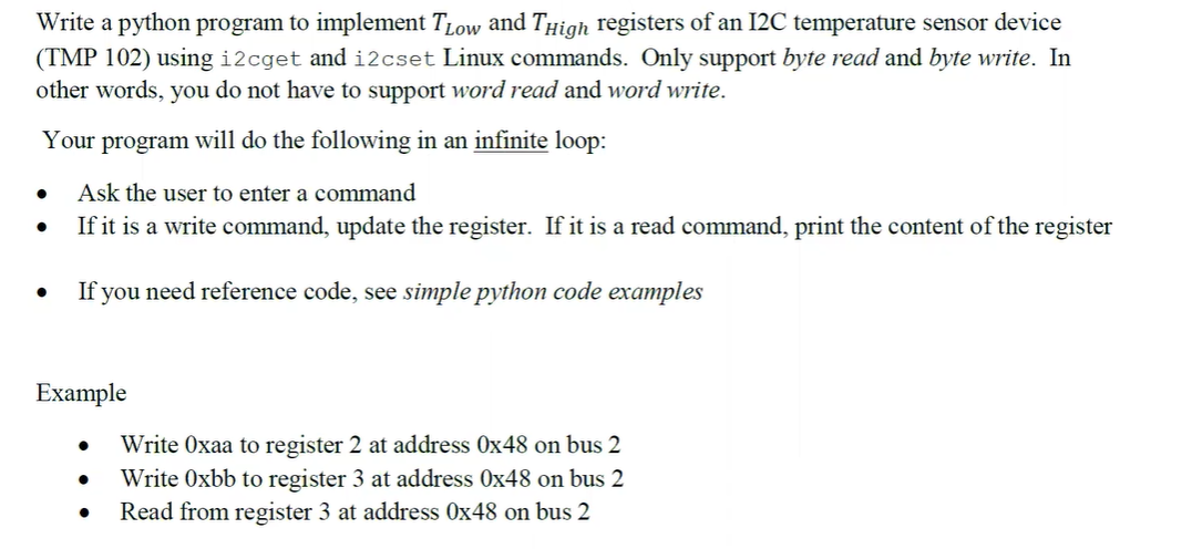 Write a python program to implement Tlow and Thigh | Chegg.com