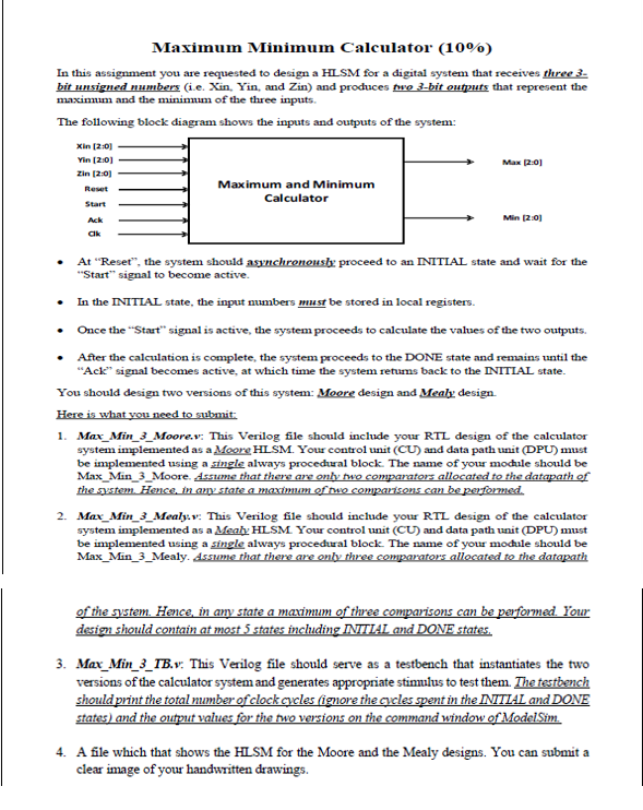Maximum Minimum Calculator (10%) In this assignment | Chegg.com