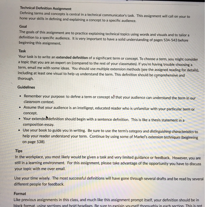 Solved Technical Definition Assignment Defining terms and | Chegg.com