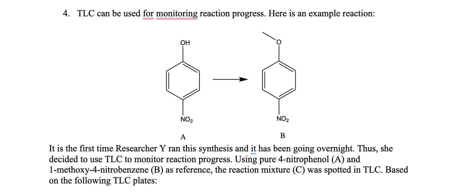 4. ﻿TLC can be used for monitoring reaction progress. | Chegg.com