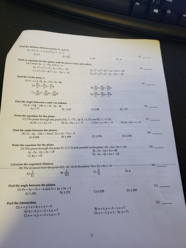 Solved A) 25 Find the distance between points P and P2. 13) | Chegg.com