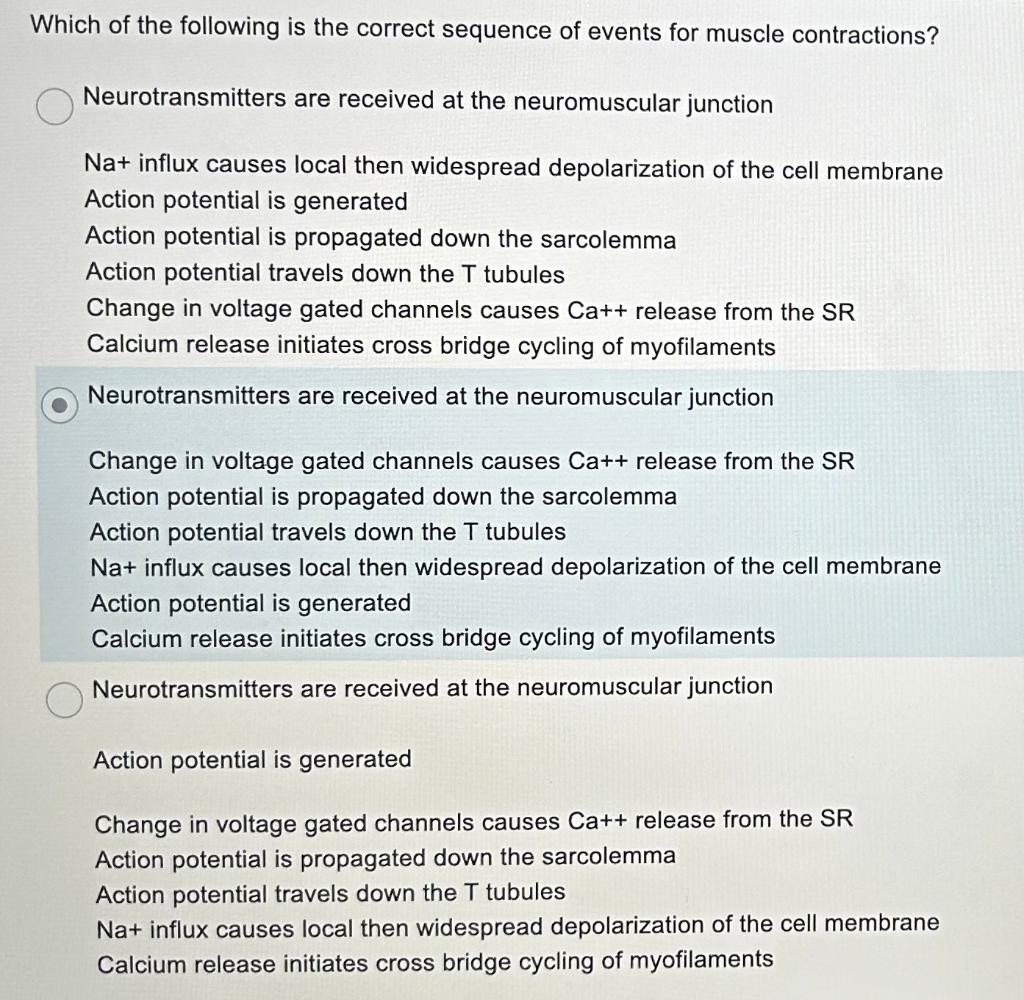 Solved Which of the following is the correct sequence of | Chegg.com