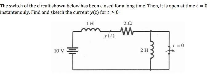 Solved The switch of the circuit shown below has been closed | Chegg.com