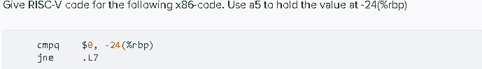 Give RISC-V code for the following ×86-code. Use a5 | Chegg.com