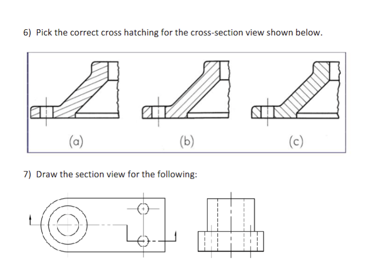 Solved Pick the correct cross hatching for the cross-section | Chegg.com