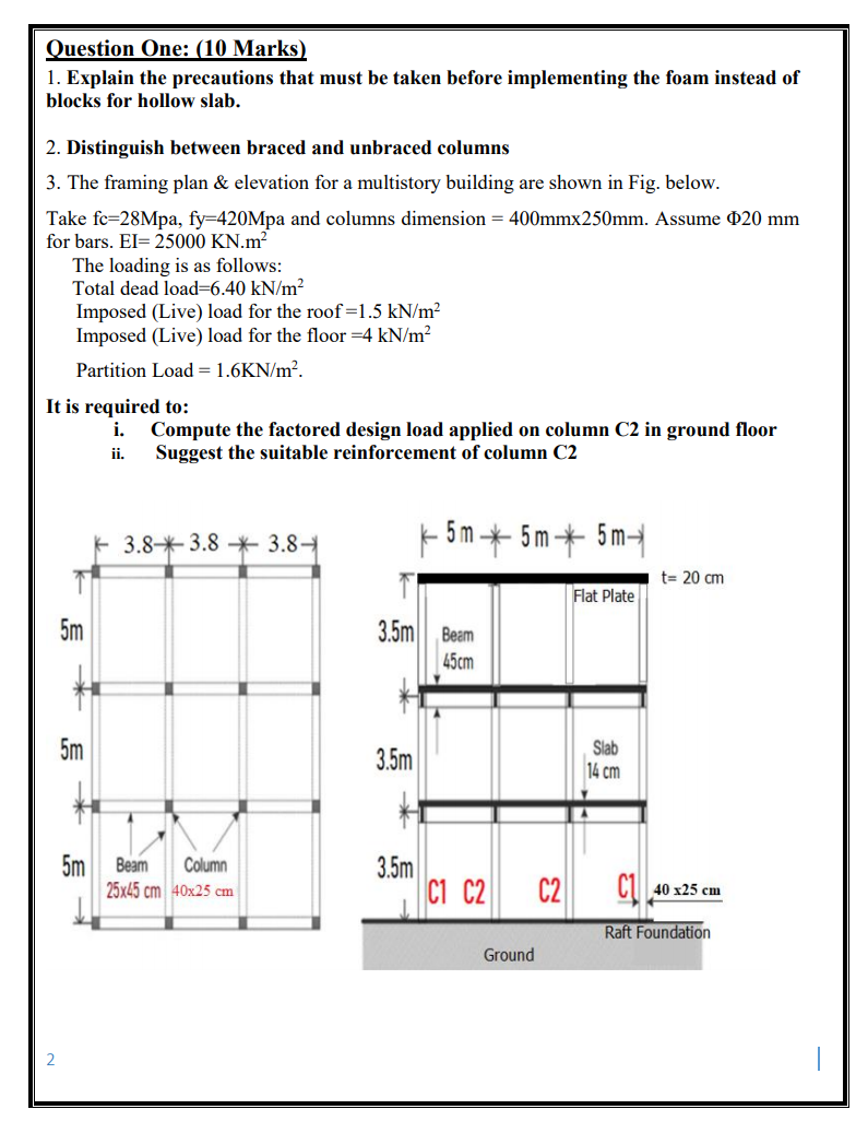 Solved 3. The framing plan & elevation for a multistory | Chegg.com