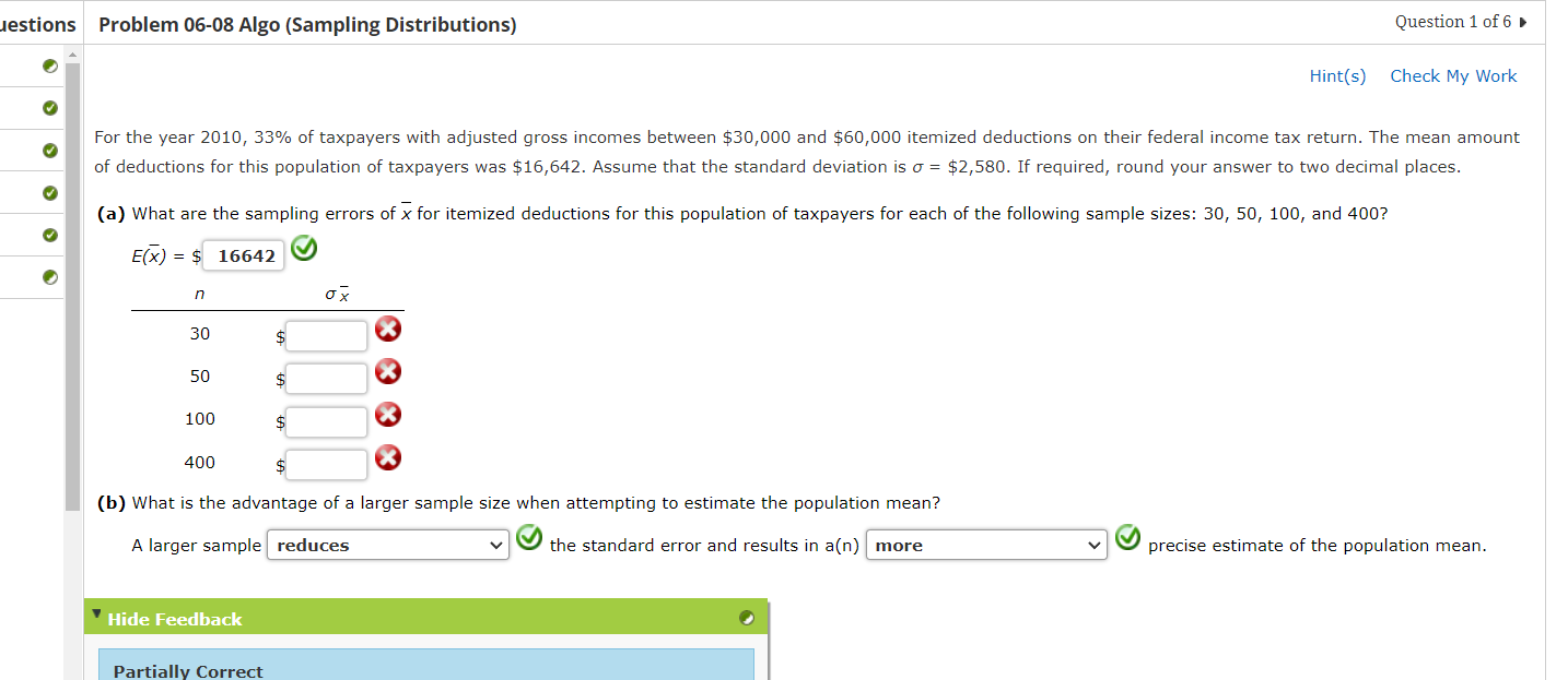 Solved Problem 06-08 Algo (Sampling Distributions) Question | Chegg.com