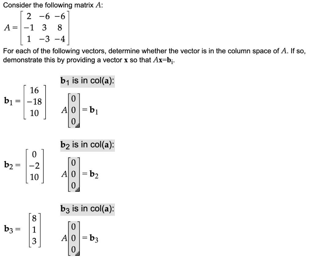 Solved Consider the following matrix A : | Chegg.com