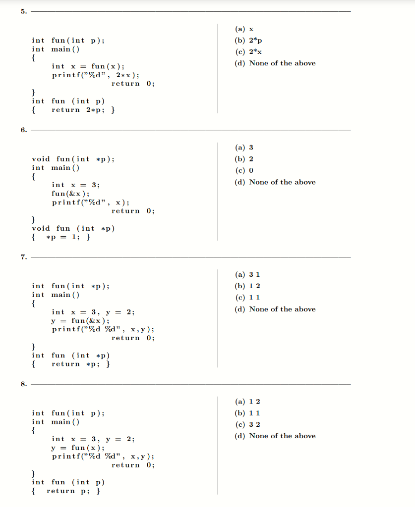 Solved what does the code in each of the questions below | Chegg.com