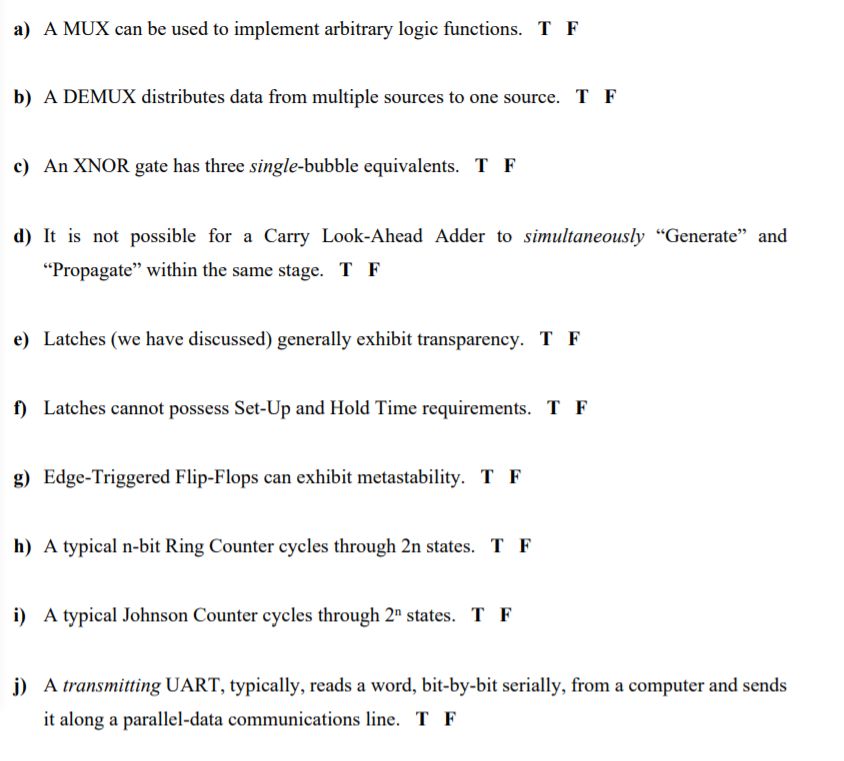 Solved a) A MUX can be used to implement arbitrary logic | Chegg.com