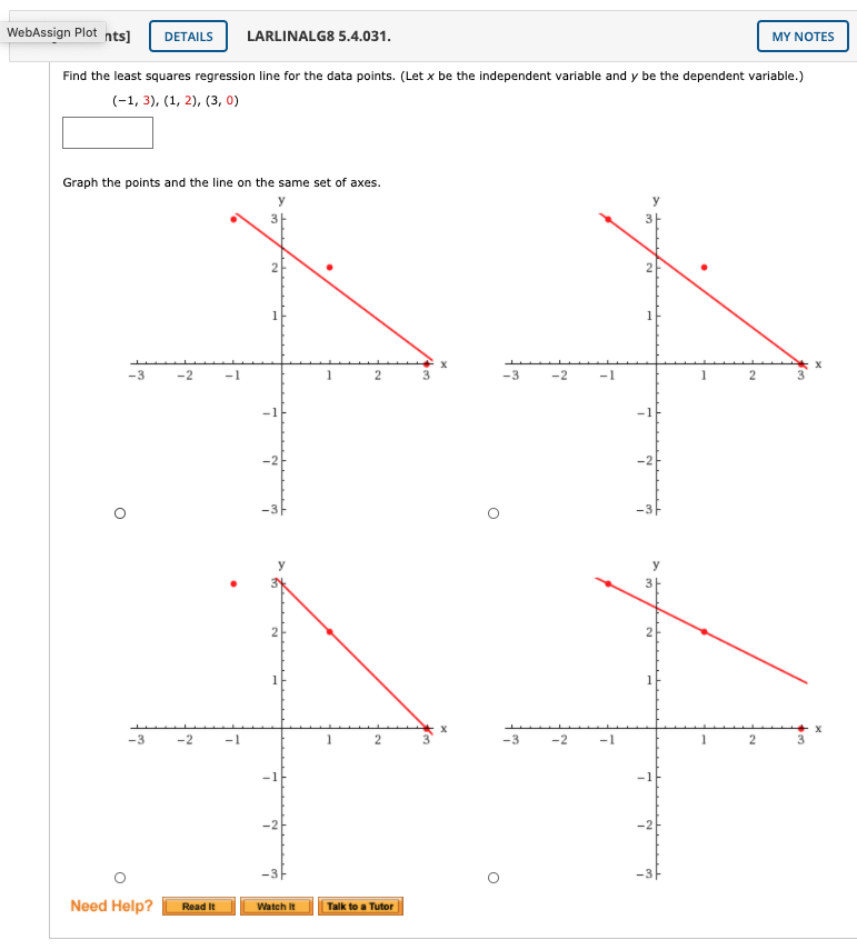 Solved WebAssign Plot nts] DETAILS LARLINALG8 5.4.031. MY | Chegg.com