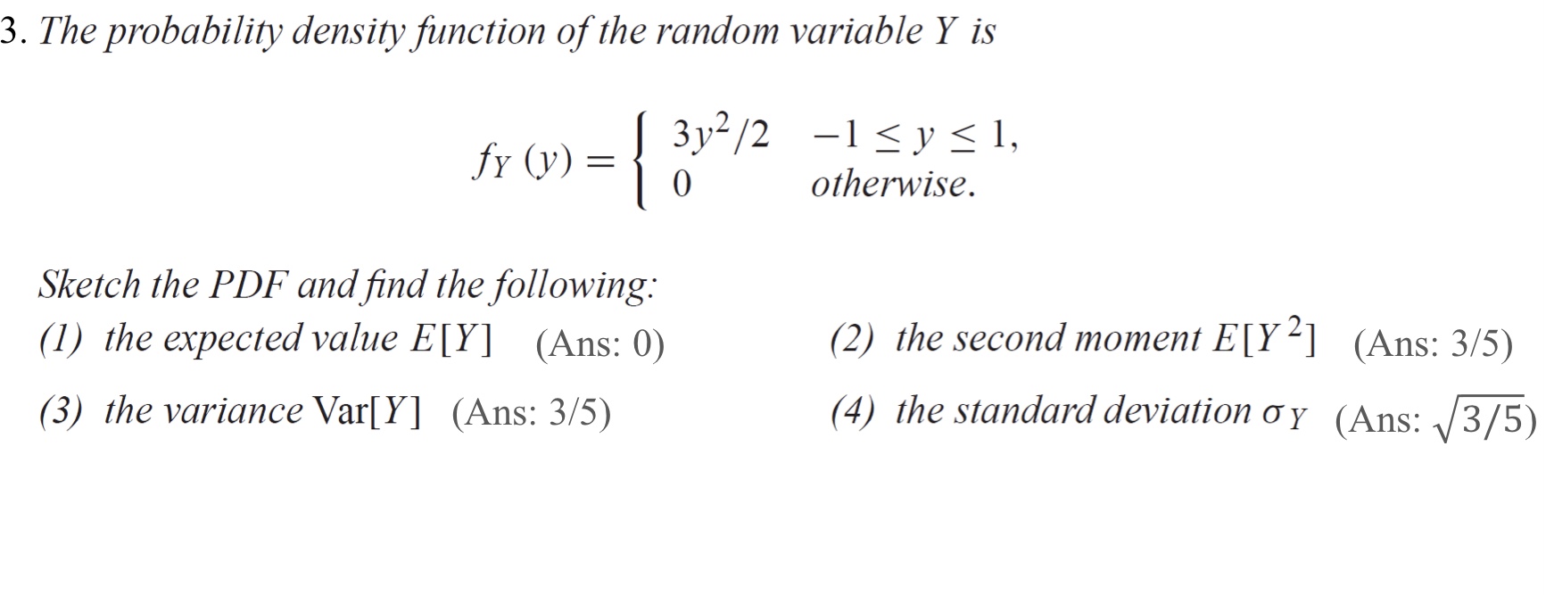 Solved 3. The probability density function of the random | Chegg.com