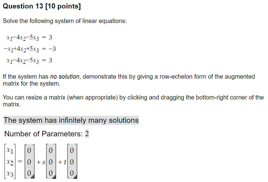 Solved Solve the following system of linear equations: | Chegg.com