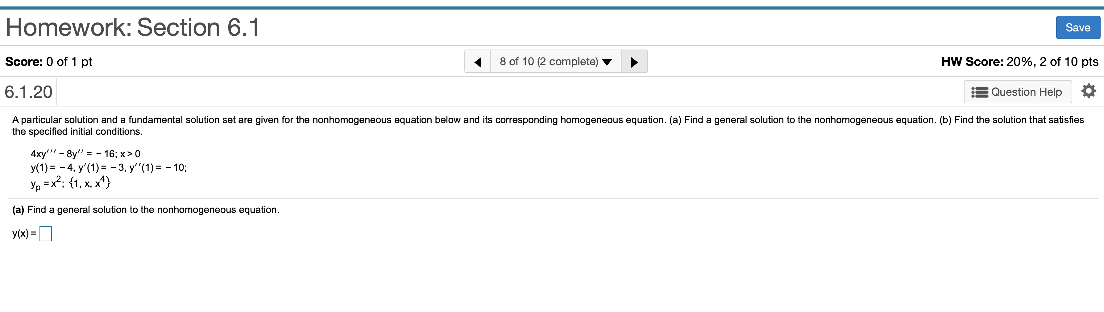 Solved Homework Section 6 1 Save Score 0 Of 1 Pt 8 Of 10