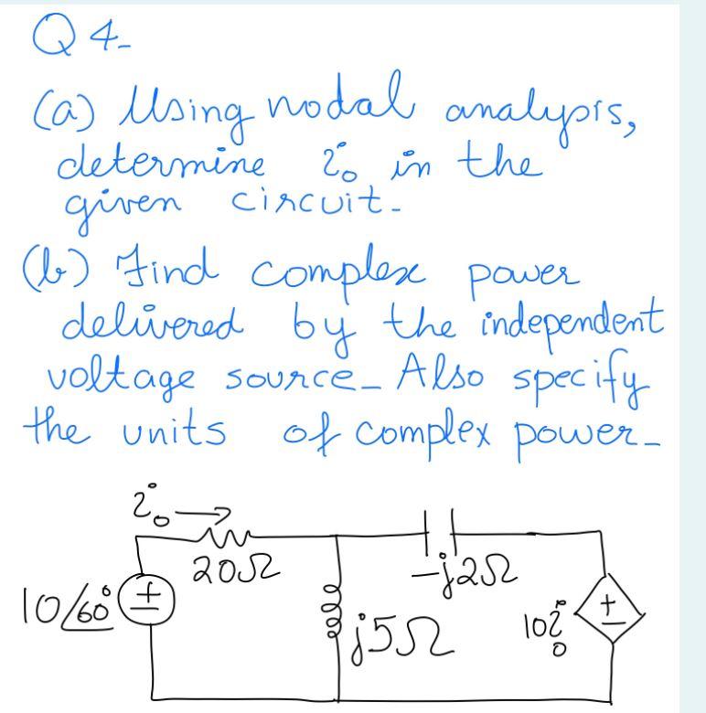Solved Q4. nodal analysis, (a) Using nodal given circuit | Chegg.com