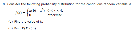 Solved 8. Consider the following probability distribution | Chegg.com