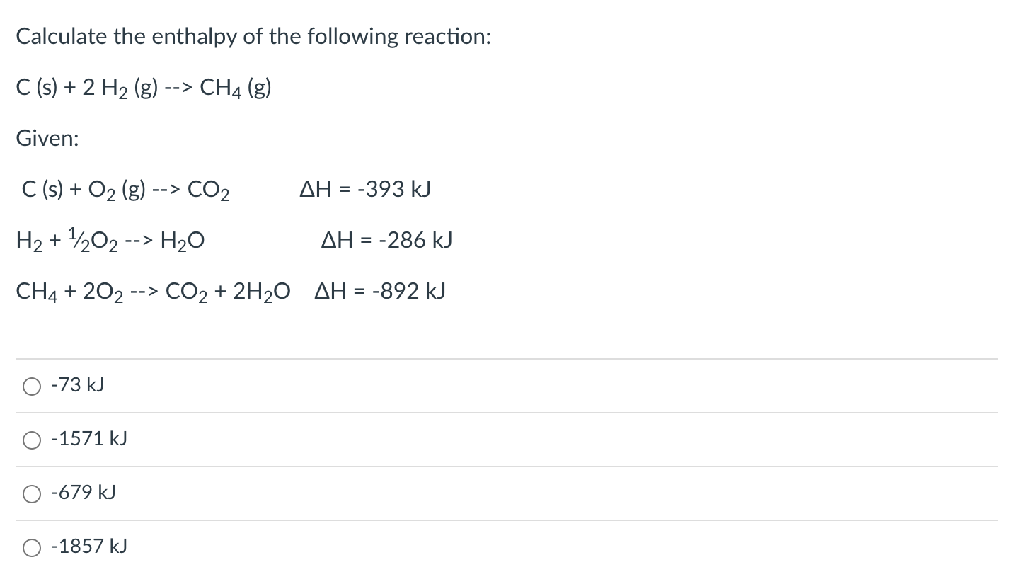 Solved Calculate the enthalpy of the following reaction: | Chegg.com