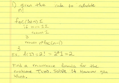 Solved 1) given the code to calculate n! fac( int n)∑ if | Chegg.com