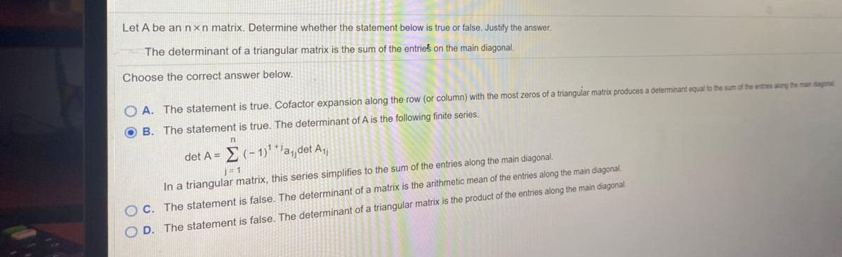 Solved Let A Be An Nxn Matrix Determine Whether The