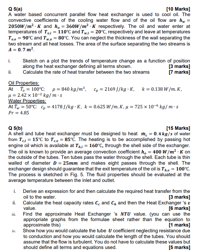 Solved Q 5(a) [10 Marks] A water based concurrent parallel | Chegg.com
