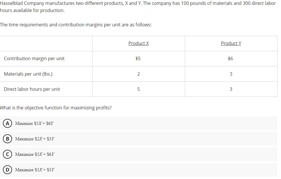 Solved Hasselblad Company manufactures two different | Chegg.com