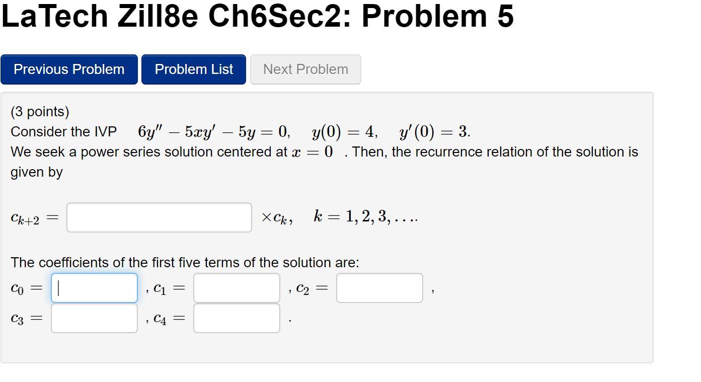 Solved LaTech Zill8e Ch6Sec2: Problem 5 Previous Problem | Chegg.com