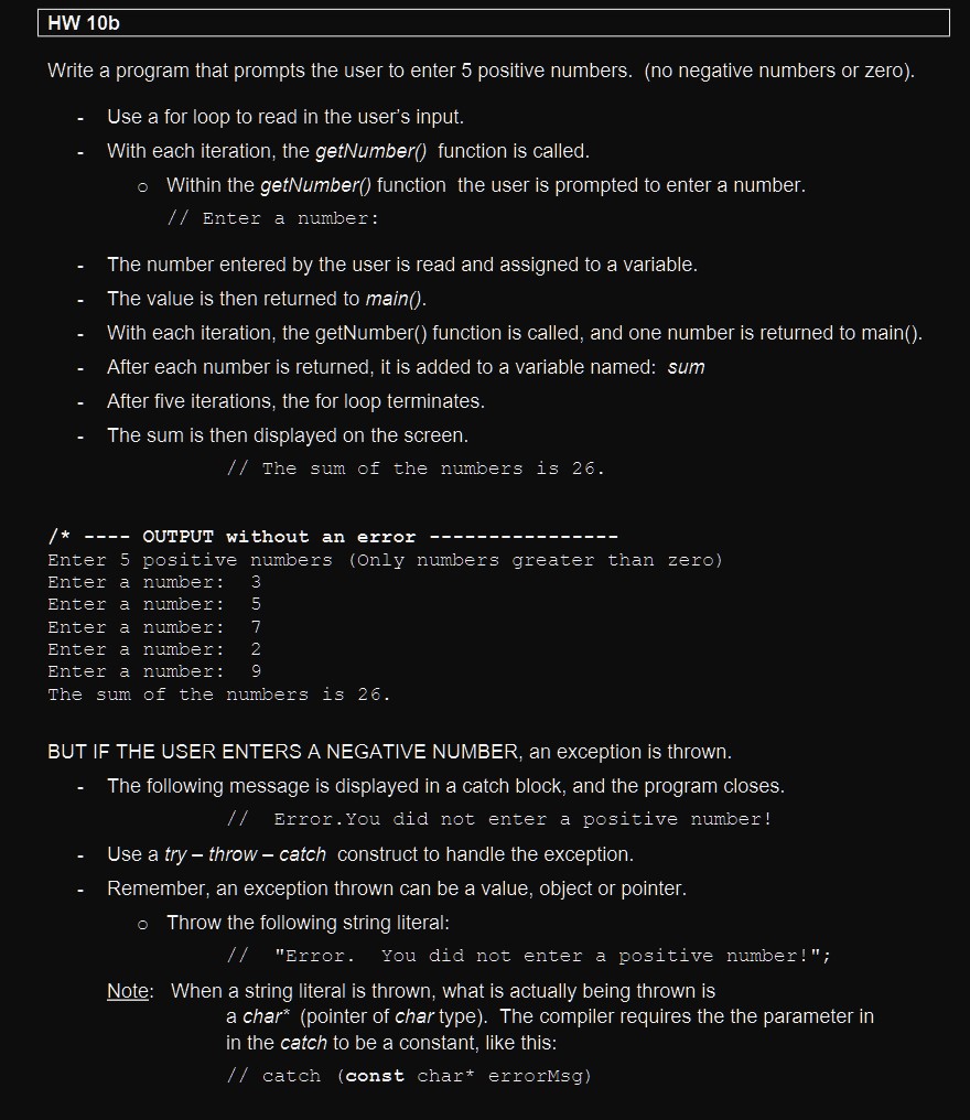 HW 10b Write a program that prompts the user to enter | Chegg.com