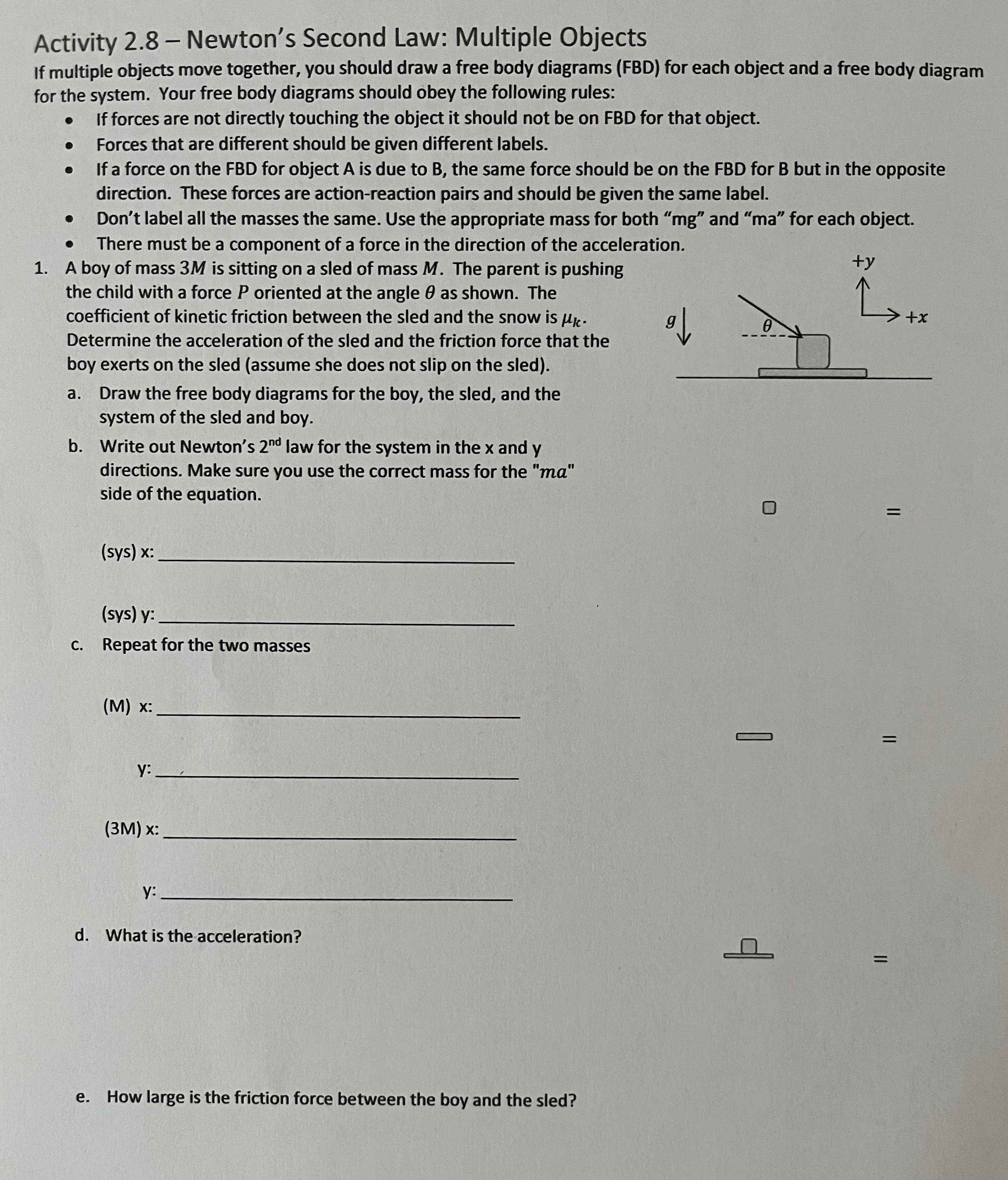 Solved Activity 2.8-Newton's Second Law: Multiple Objects If | Chegg.com