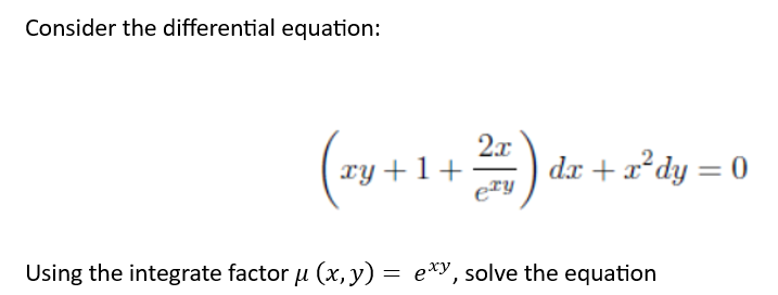 Solved Consider the differential | Chegg.com