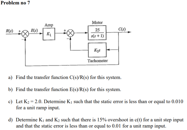 Solved Problem no 7 Motor Kes Tachometer a) Find the | Chegg.com