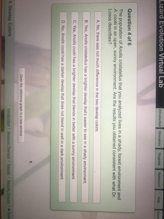 Solved Lizard Evolution Virtual Lab Introduction Educators | Chegg.com