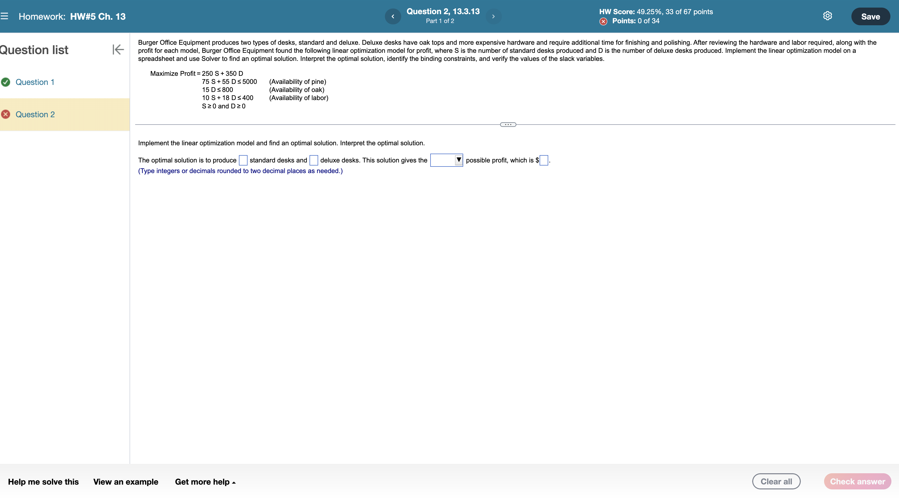 spreadsheet and use Solver to find an optimal | Chegg.com