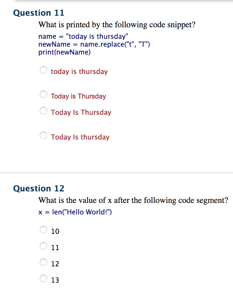 Solved Question 13 Assume that you have an integer variable, | Chegg.com