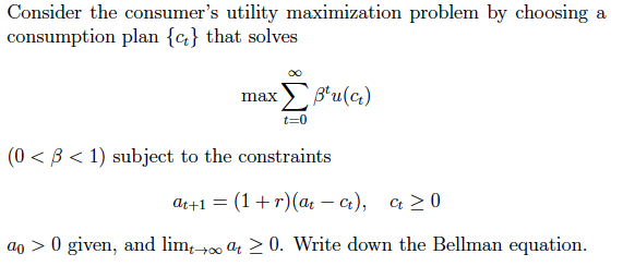Consider the consumer's utility maximization problem | Chegg.com