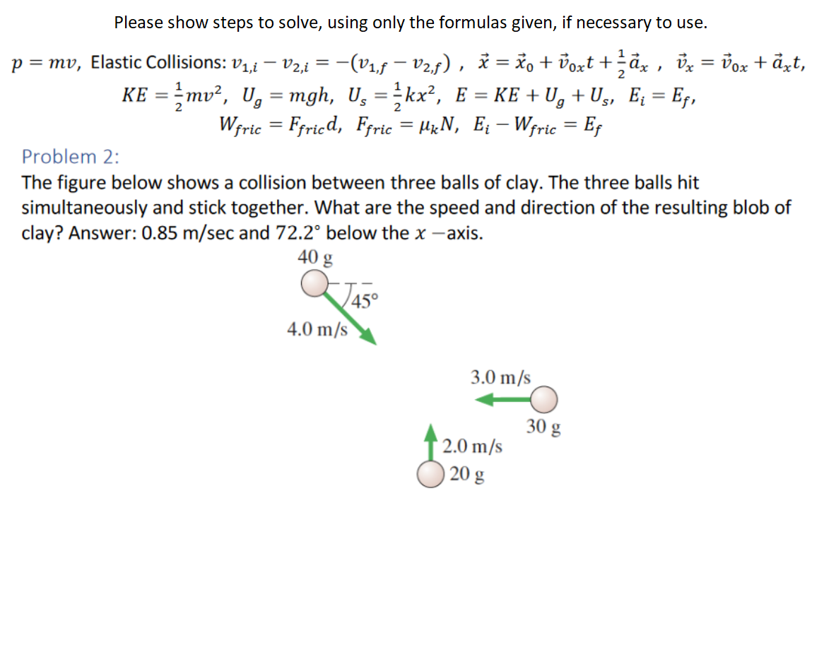 Solved p=mv, Elastic Collisions: | Chegg.com