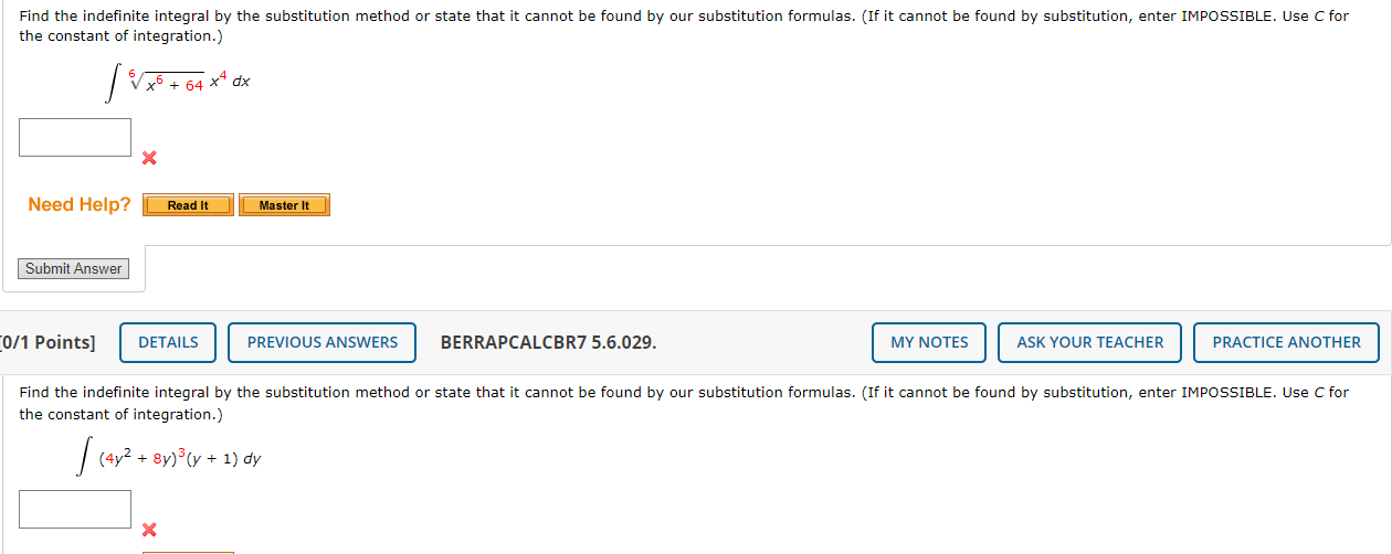 Solved 1 Find The Indefinite Integral By The Substitution
