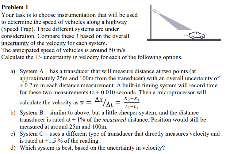 Solved Problem 1Your task is to choose instrumentation that | Chegg.com