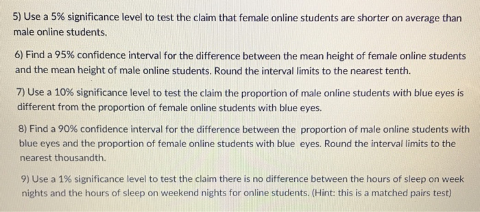 Solved 5) Use a 5% significance level to test the claim that | Chegg.com